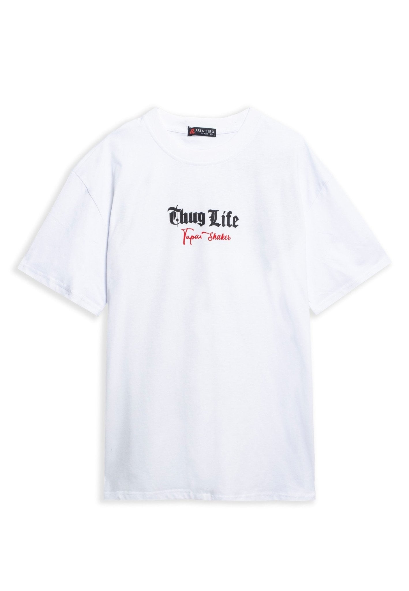 Camiseta Área Zero Blanca Thug Tupac Oversized - Estilo Único